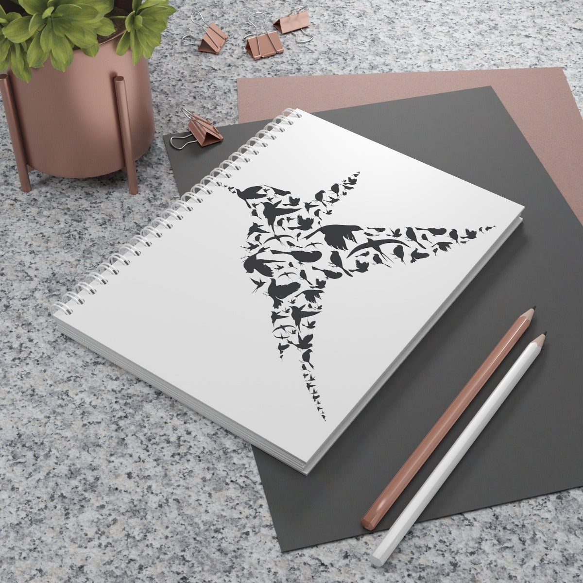 Black and White Sparrow Printed Notebook – Egypt Factory